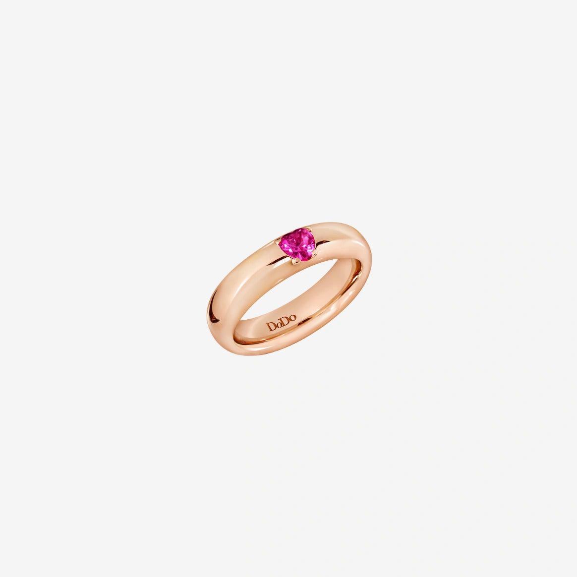 Anello Dodo Fascia 100% Amore Cuore Rubino – Gioielleria Granarelli