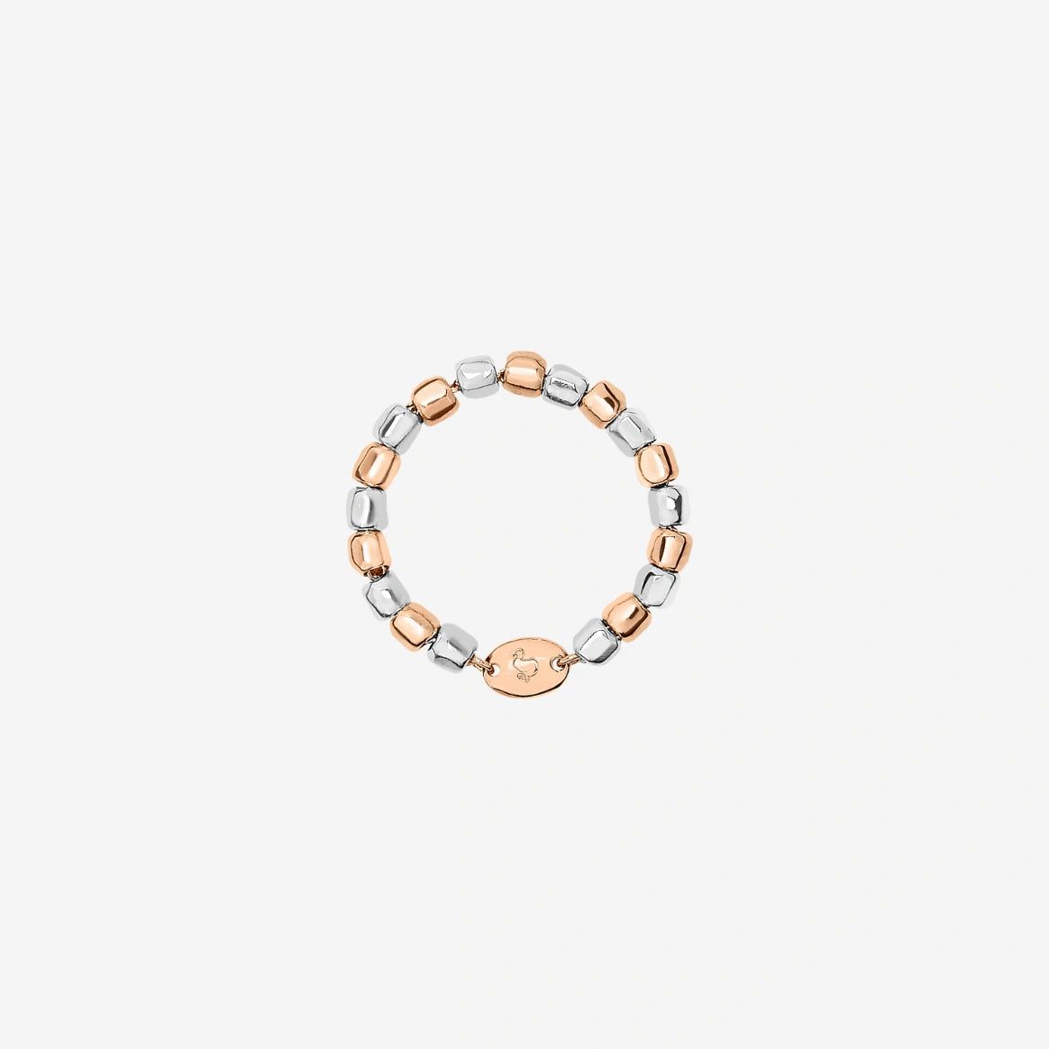 Anello Dodo Mini Granelli Oro Rosa e Argento – Gioielleria Granarelli
