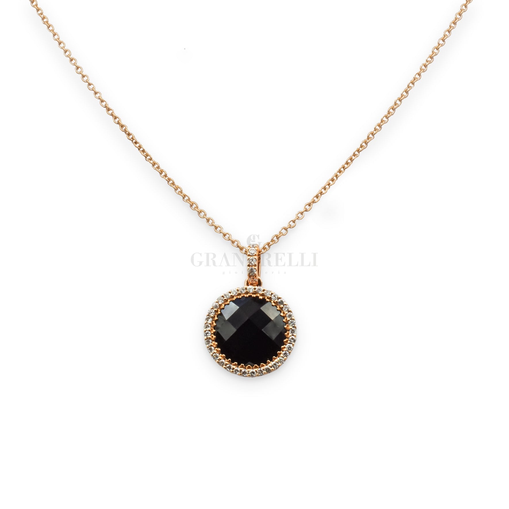Crewneck Pendant Onyx Round Cut Crivelli White Gold – Gioielleria ...
