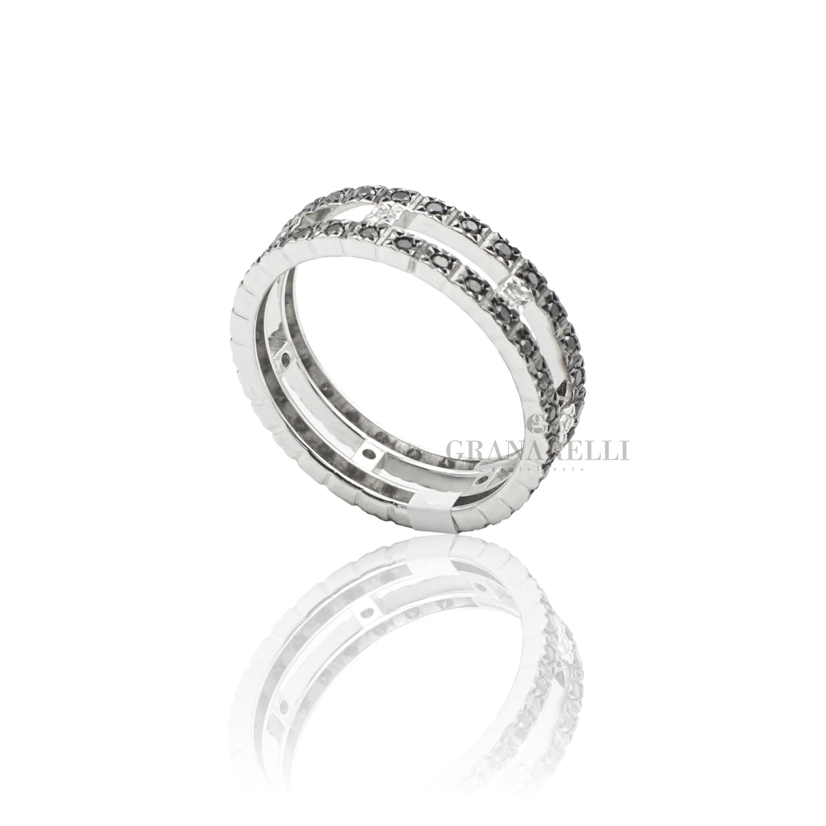 DOUBLE RIGHT RIGHTS GIRODITO WITH BLACK AND BIANCI DIAMANTI IN WHITE G ...